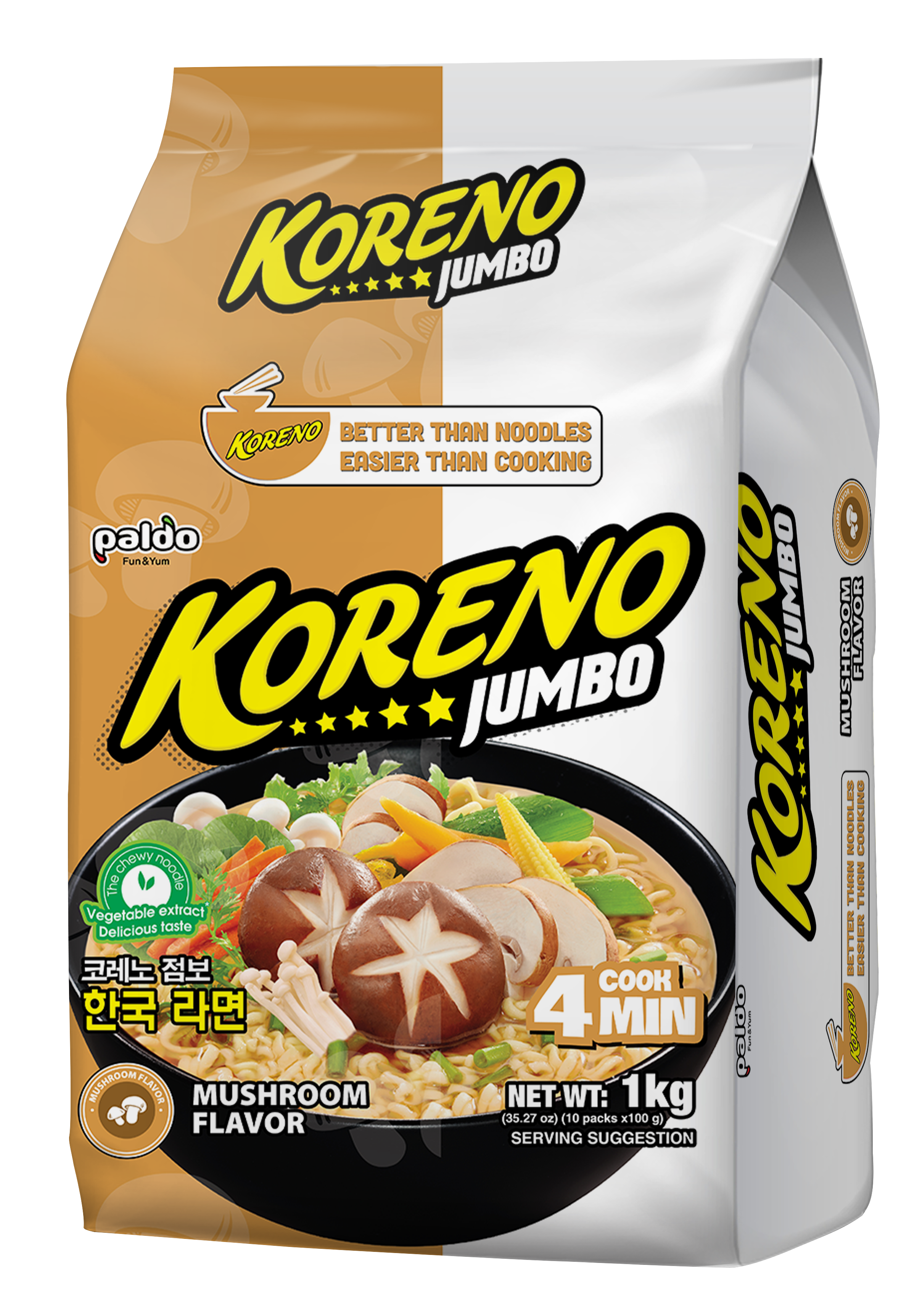 Paldo Koreno Jumbo Mushroom Noodle Soup, 100g, 10 Pack – KFood America